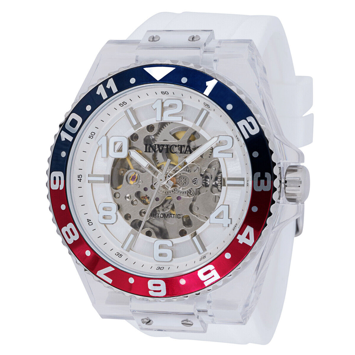 Invicta 44381 Speedway Automatic Skeleton Pepsi Dial White Silicon Men ...