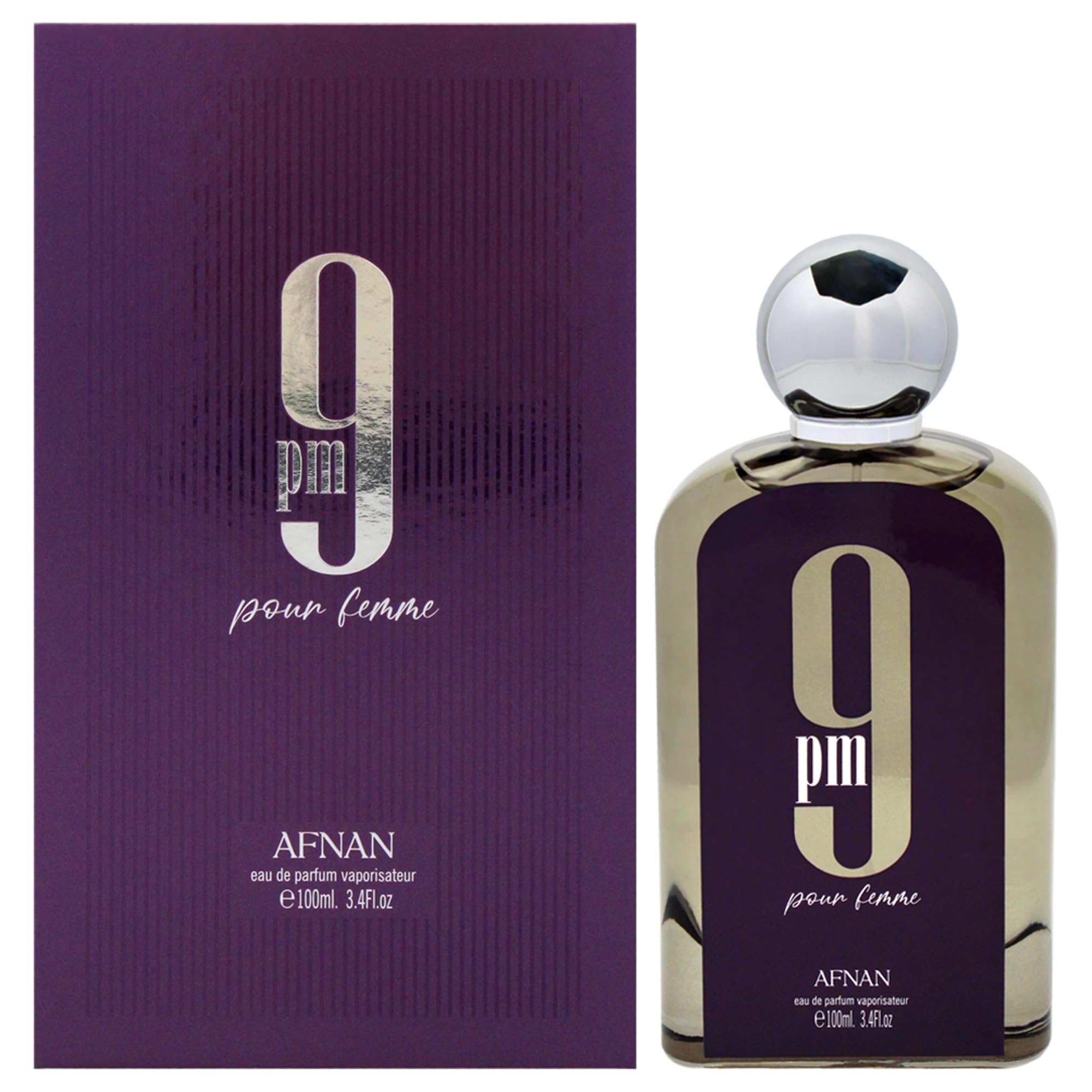 Afnan 9 PM Pour Femme for Women - 3.4 oz EDP Spray Purple Made in Duba ...